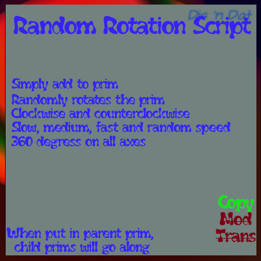 Second Life Marketplace - Random Rotation Script